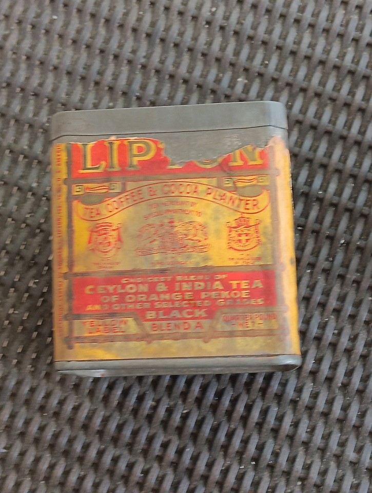 Vtg Lipton's Tea Tin Square RED Paper Label Ceylon & India Tea Lot OF 2 ...