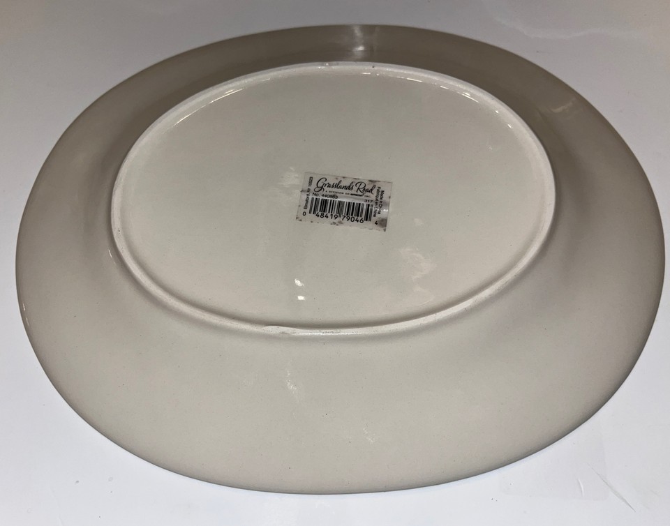 Grasslands Road Platter Raised Flower Leaf Green Oval Dish Plate 10.5 x ...