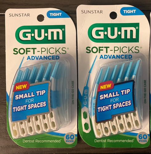 2X GUM Soft Picks Advanced Dental Picks 60 count each 120 total W/on ...