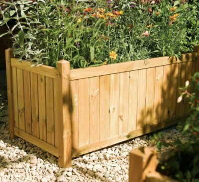 ROWLINSON RECTANGULAR GARDEN PATIO PLANTER NATURAL TIMBER WOOD LARGE TONGUE NEW | eBay UK