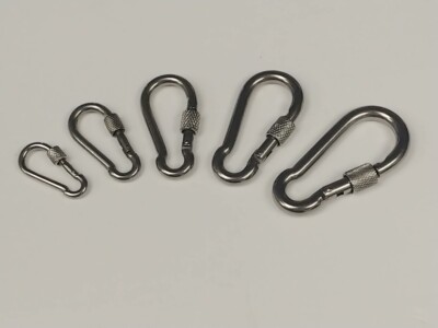 10 x 304 Stainless Screw Lock Carabiner Spring Snap Hook M4 thru M12 | eBay