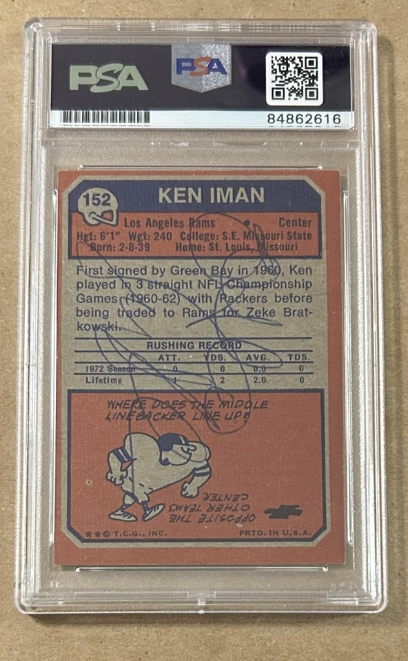 Ken Iman 1973 Topps #152 Signed Auto Autograph Rams Packers PSA/DNA | eBay