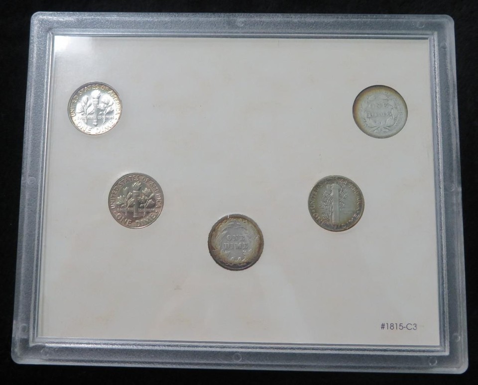 U.S. Historic Coin Collection * United States Dime Set * 5 Coins * Type ...