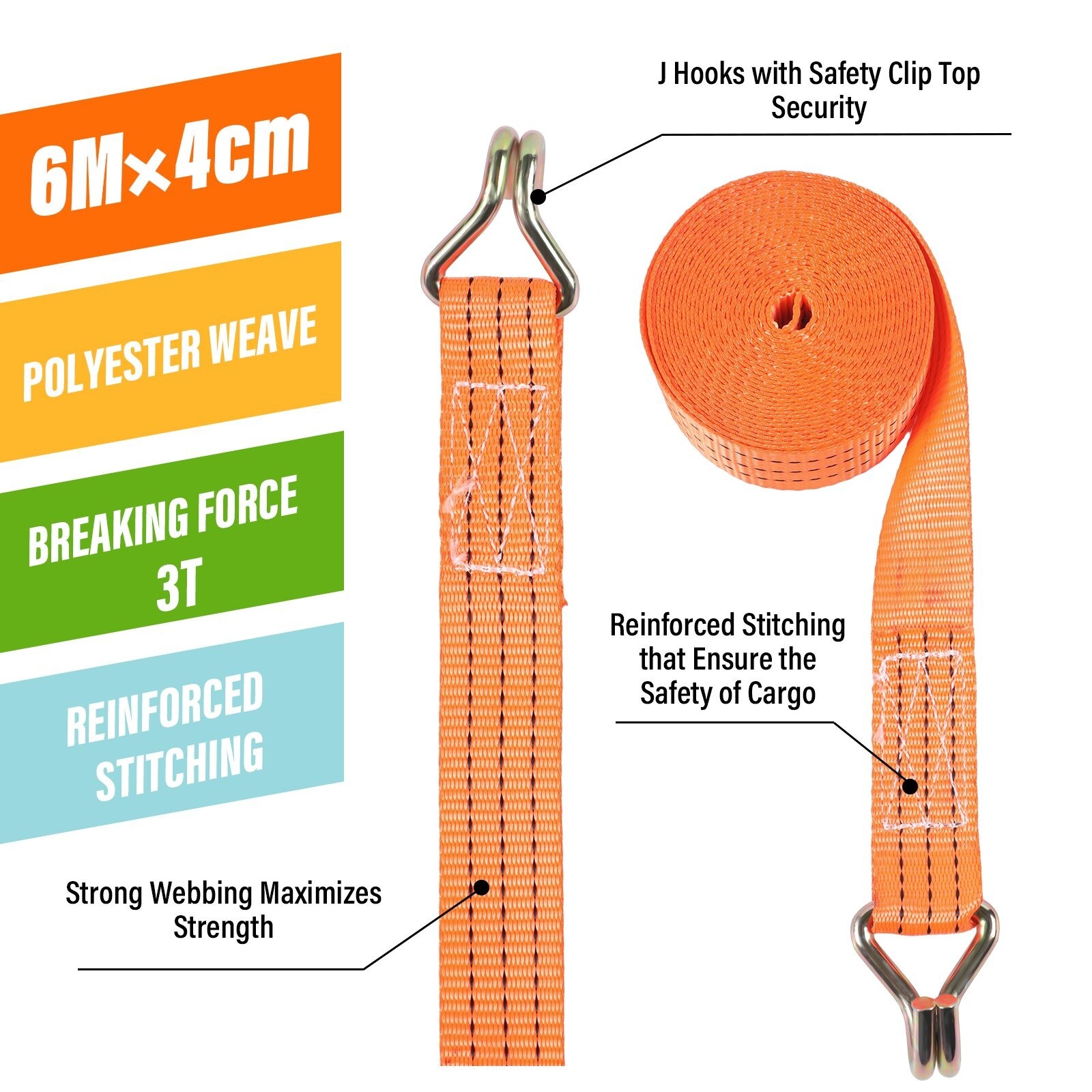 8Pc Heavy Duty Ratchet Straps Tie Down 40mm 6Meters 3ton Claw .Lorry ...