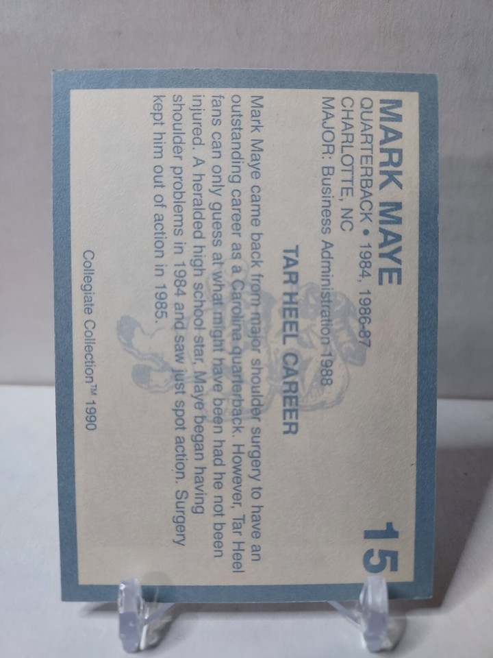 1990-91 North Carolina Collegiate Collection Multi-Sport Card #15 Mark ...