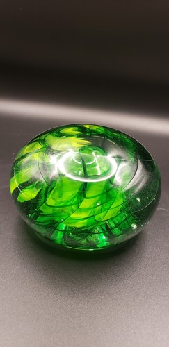 Green Swirl Blown glass paperweight By Kevin Ragan Signed And Dated ...