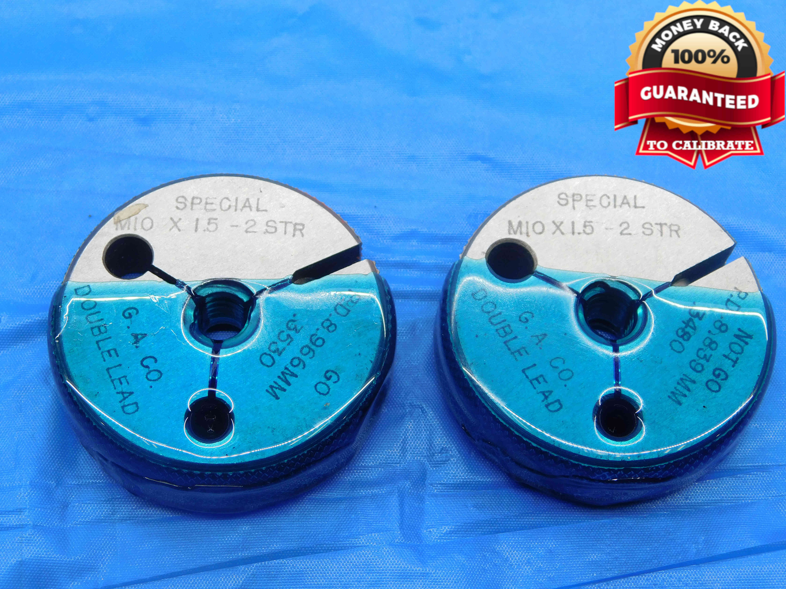 M10 X 1.5 SPECIAL DOUBLE LEAD THREAD RING GAGES 10 GO NO GO PD'S = 8. ...