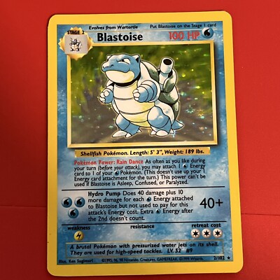 Pokémon TCG Blastoise Base Set 2/102 Holo Unlimited Holo Rare | eBay