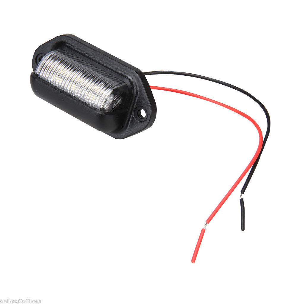 6 LED LICENSE PLATE TAG LIGHT BLACK BOAT TRAILER RV TRUCK EAR MOUNT ...