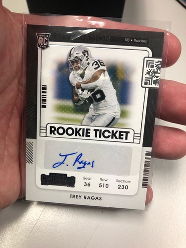 Trey Ragas NFL Rookie Ticket Auto RC Raiders 2021 Panini Contenders ...