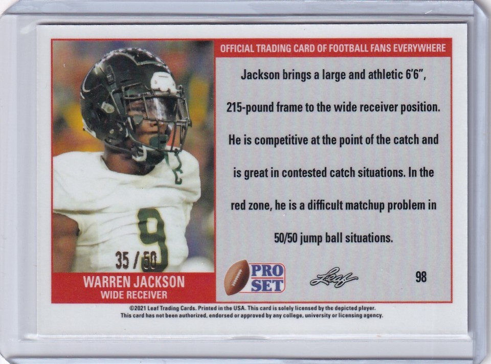 Warren Jackson 2021 Pro Set Metal Leaf Rookie Purple /50 $1.50 SHIPPING ...
