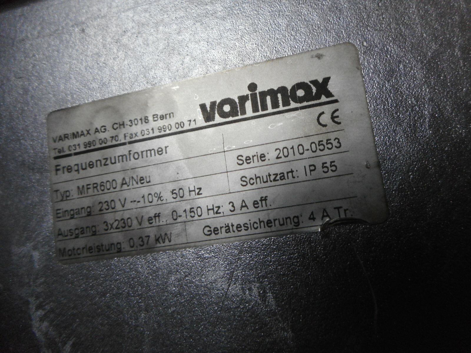 VARIMAX VFD Variable Speed Drive motor + gearbox 230AC 1 Phase Supply ...