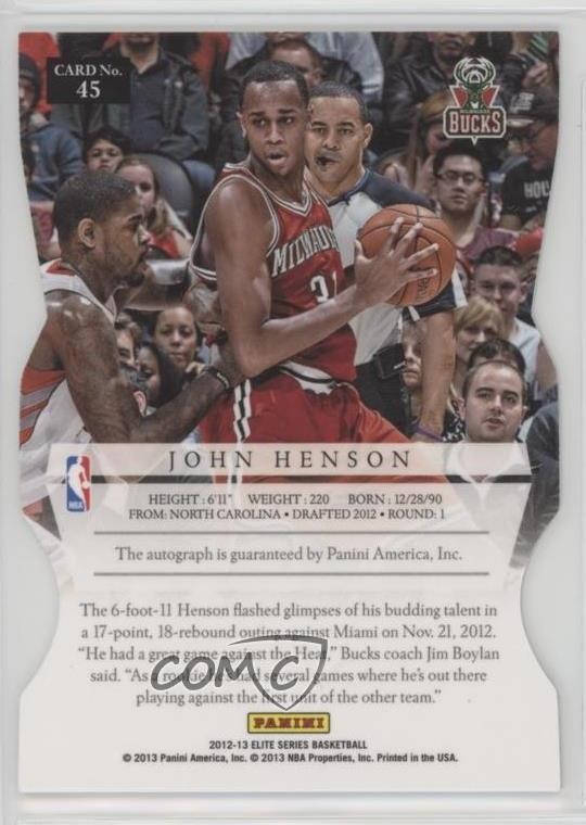 2012-13 Elite Series Auto Status Die-Cut 21/31 John Henson #45 Auto 1u6 ...