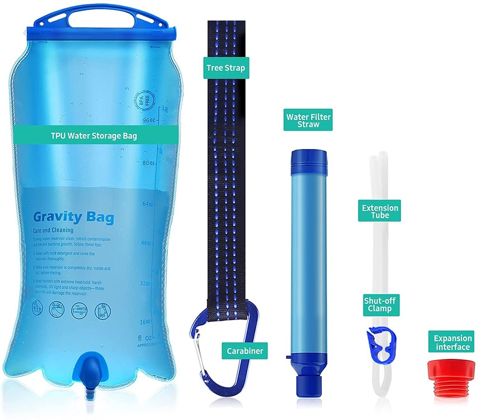Gravity Water Filter Straw, Camping Water Filtration System|Water ...