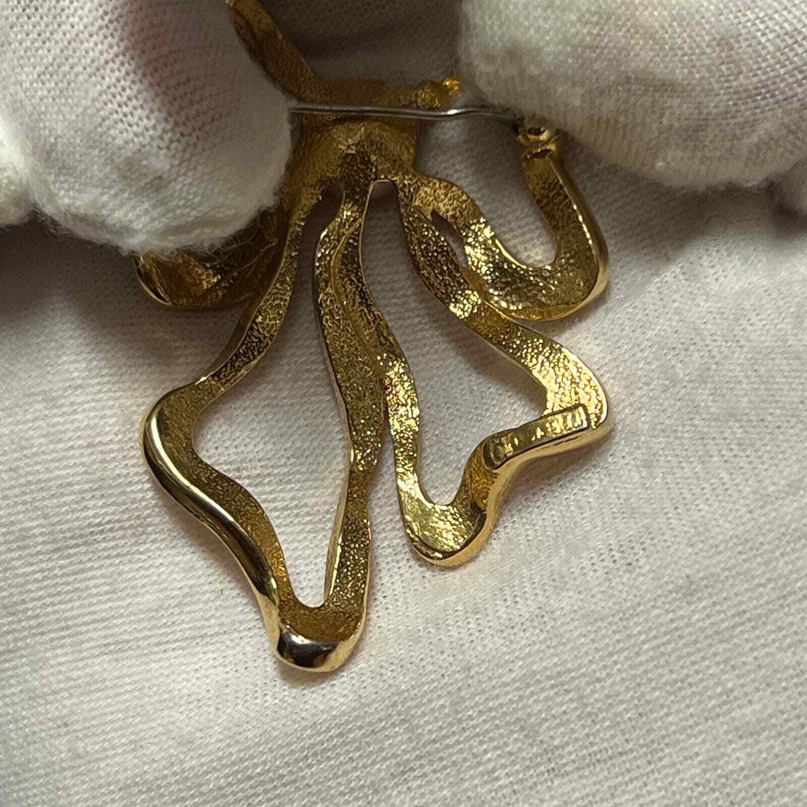 Vintage Pin Brooch Gold Toned Ribbon Bow Design Faux Pearl Signed Nina ...