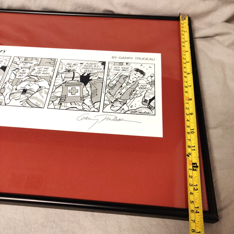 🪖 RARE 18"X 14" GARY TRUDEAU SIGNED DOONESBURY 2004 IRAQ WAR FRAMED ...
