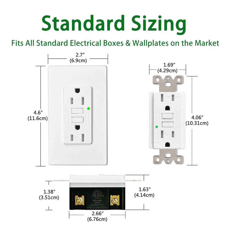 GFCI GFI Outlet 15 Amp Tamper Resistant Weather Resistant Safety ...