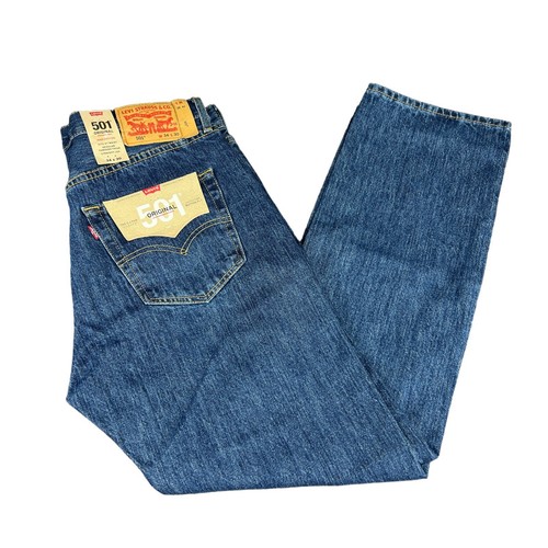 Levi's 501 Original Button Fly Navy Blue Denim Jeans Men's Size 34x30 ...
