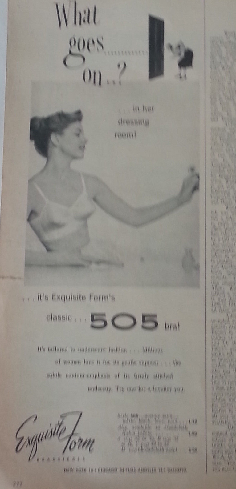 1953 Womens Exquisite Form Classic 505 Bra In Dressing Room Original Ad ...