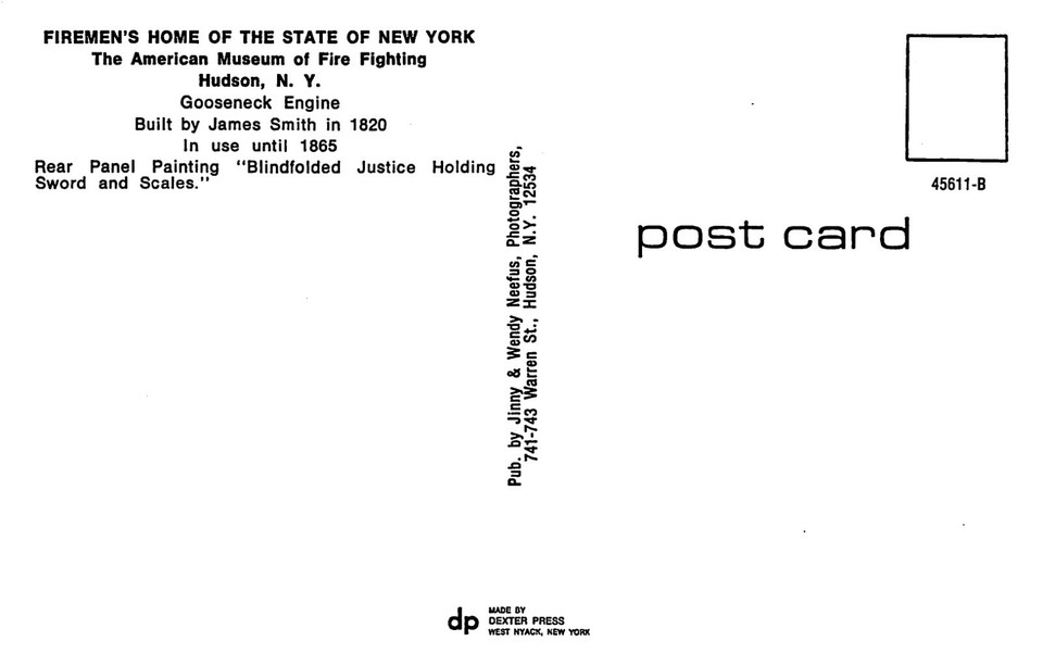 Gooseneck Engine 1820 Fireman's Home State of N.Y Museum Hudson,NY Vtg ...