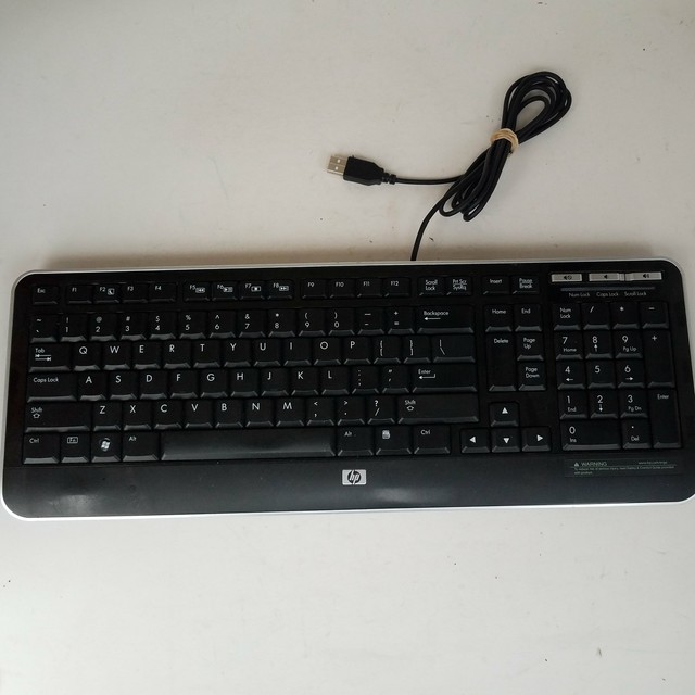 Genuine HP Keyboard Black Wired USB KB2101U QWERTY Hewlett Packard Plug ...