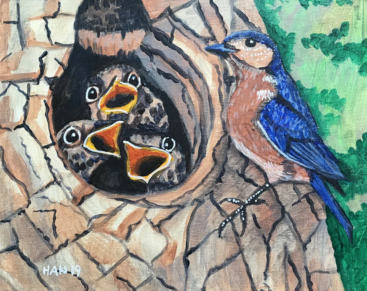 Baby Blue Bird Painting