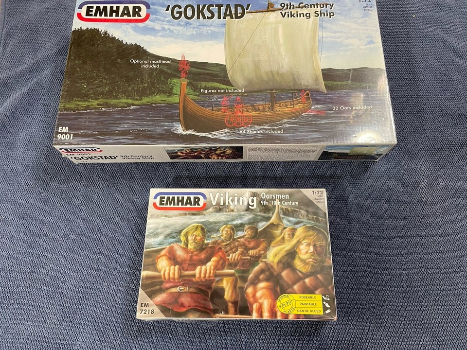 EMHAR GOKSTAD 9th Century Viking Ship 1:72 EM 9001 With Oarsmen. Sealed ...