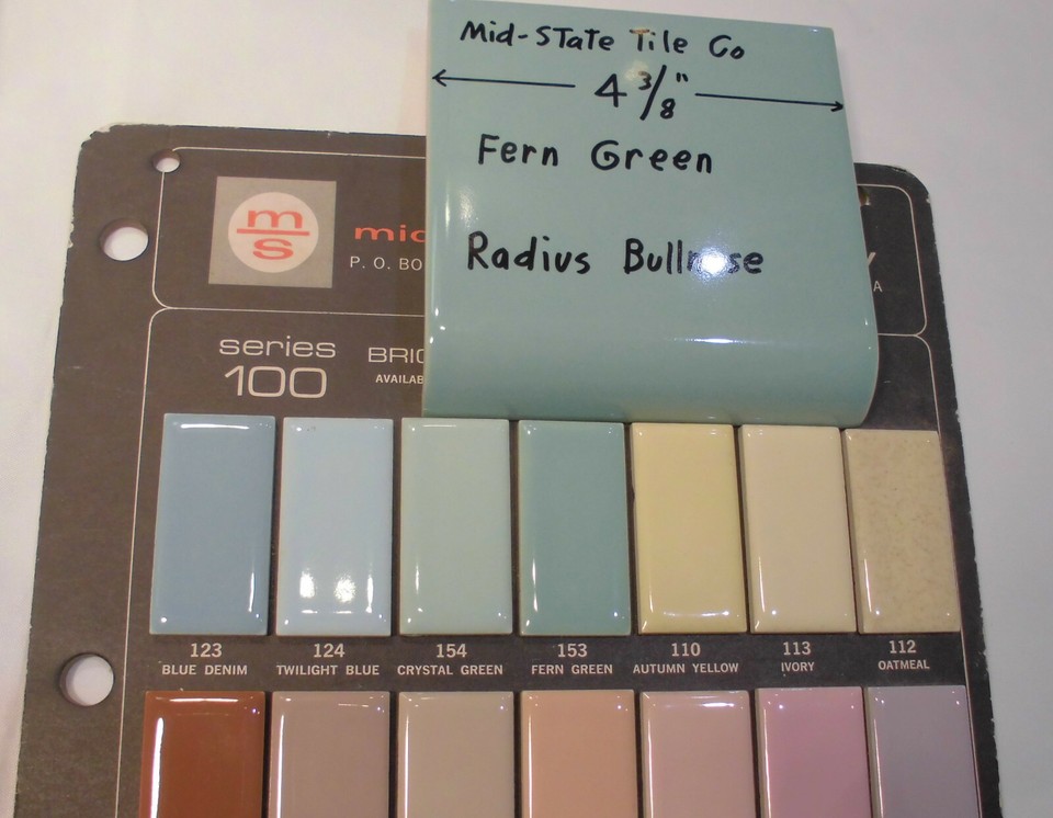 1: Fern Green Radius Bullnose Ceramic Tile 4-3/8" by Mid-State: Glossy ...