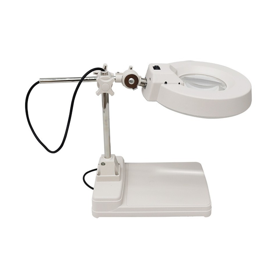 15 Time Benchtop LED Magnifier Cross Holder Magnifying White Glass Lens ...