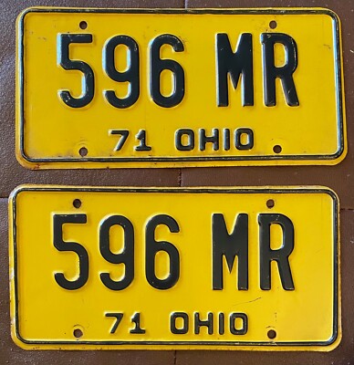 Ohio 1971 License Plate PAIR - NICE QUALITY # 596 MR | eBay