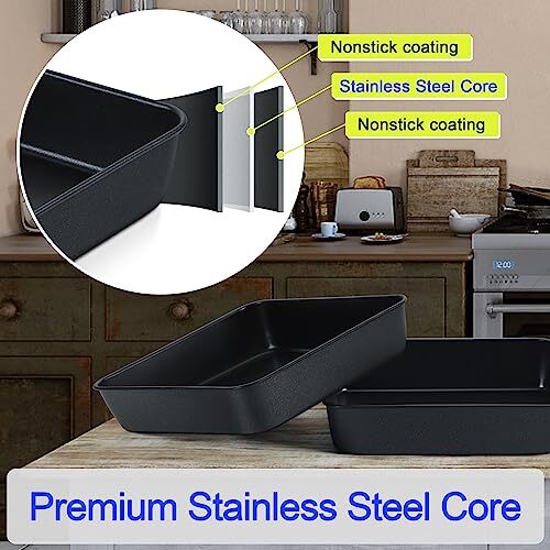 8x8 Inch Square Baking Pan With Lid Set Nonstick Square Cake Pans Metal ...