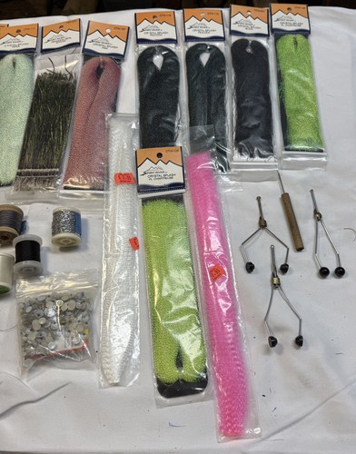 Large Lot Fly Tying Materials Supplies Feathers, Thread , Crystal Splash, Eyes | eBay