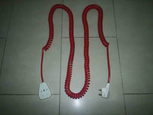 CURLY MAINS POWER SUPPLY CABLE 2.5 METER COILED 13 AMP LEAD 3 CORE PLUG ...
