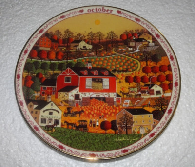 Days to Remember OCTOBER Calendar Plate Butternut Farms Charles Wysocki ...