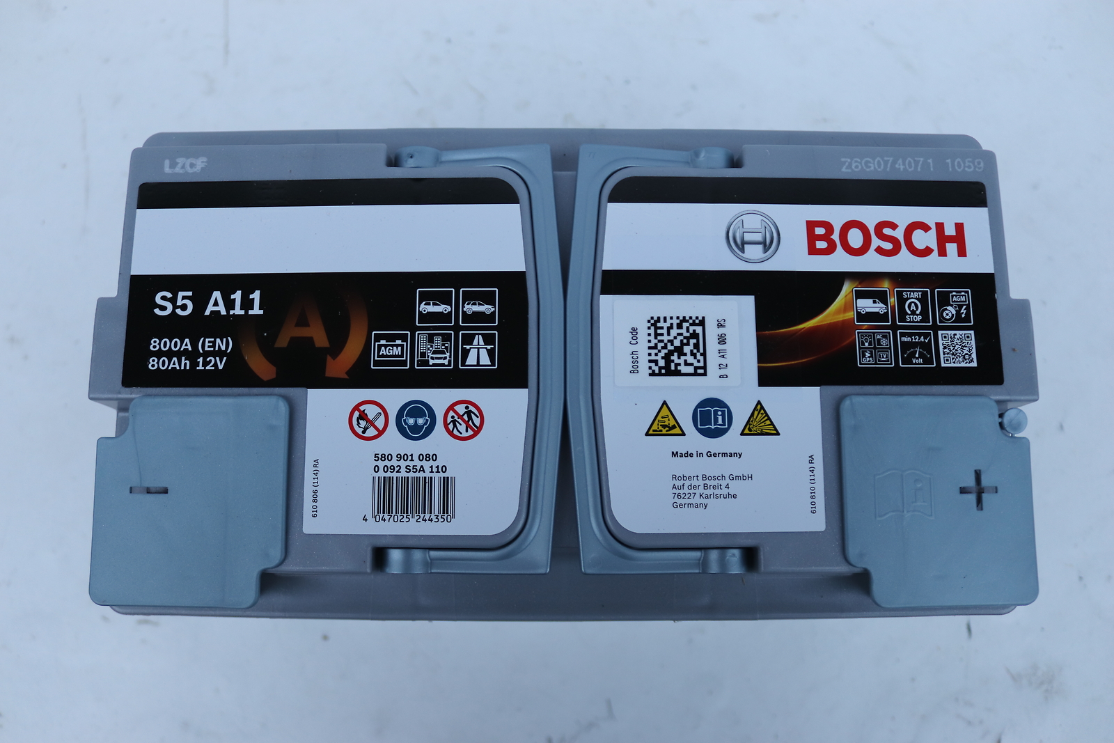 Bosch Starterbatterie AGM S5 A11 80Ah 800A 0092S5A110 Start-Stop ...