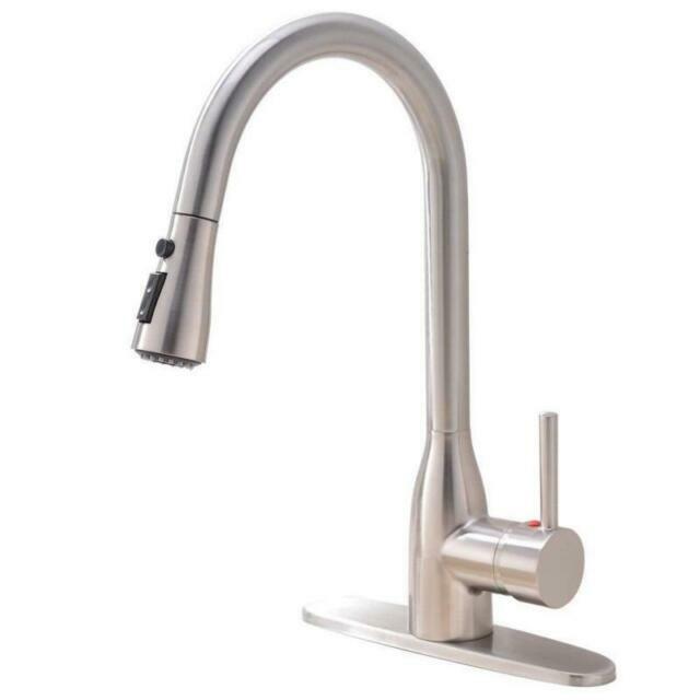 Ufaucet UF-11L-QY-D Brushed Nickel Single Lever Kitchen Faucet with ...
