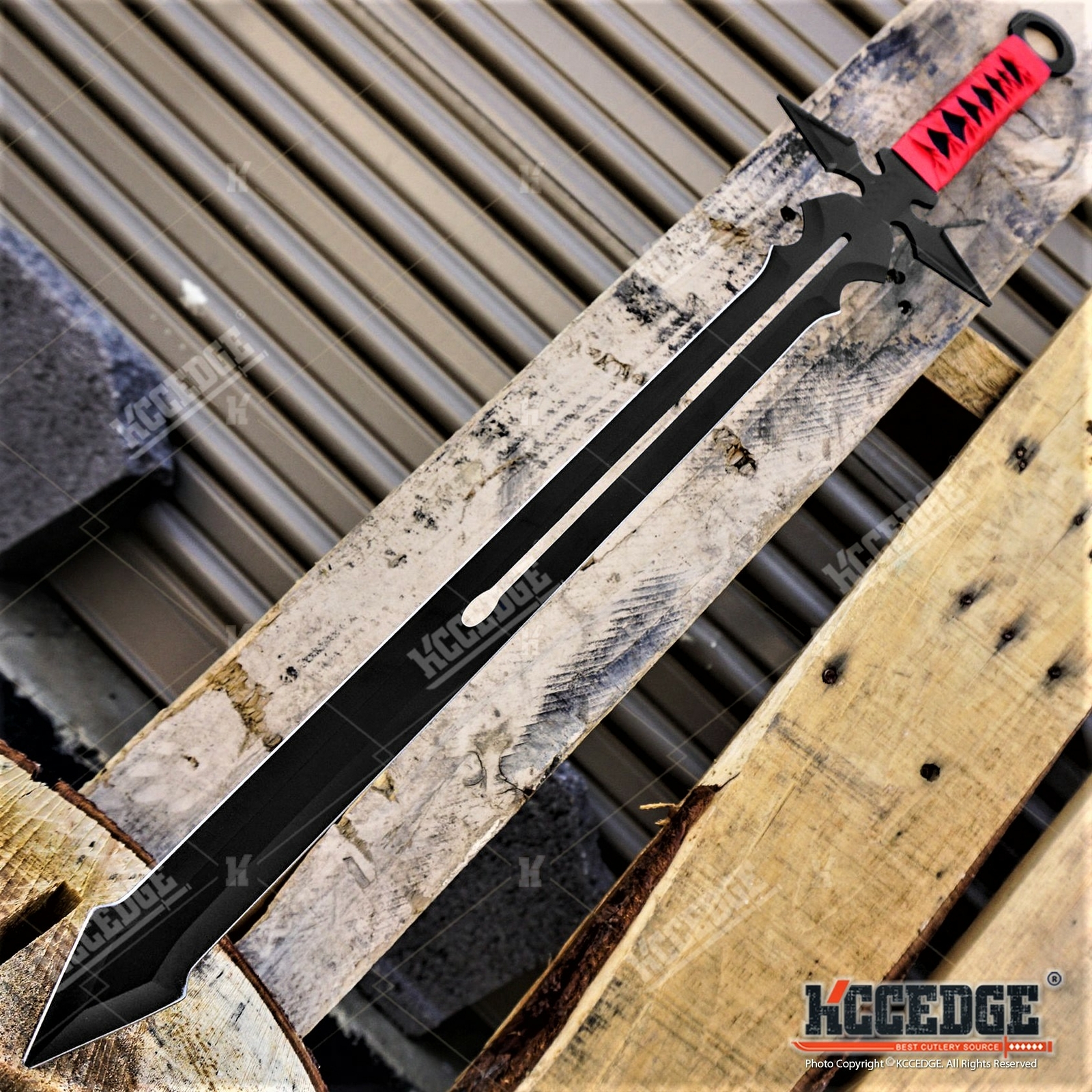 25.75" FULL TANG RAZOR SHARP NINJA SWORD FULL EDGE SPEAR POINT BLADE w ...