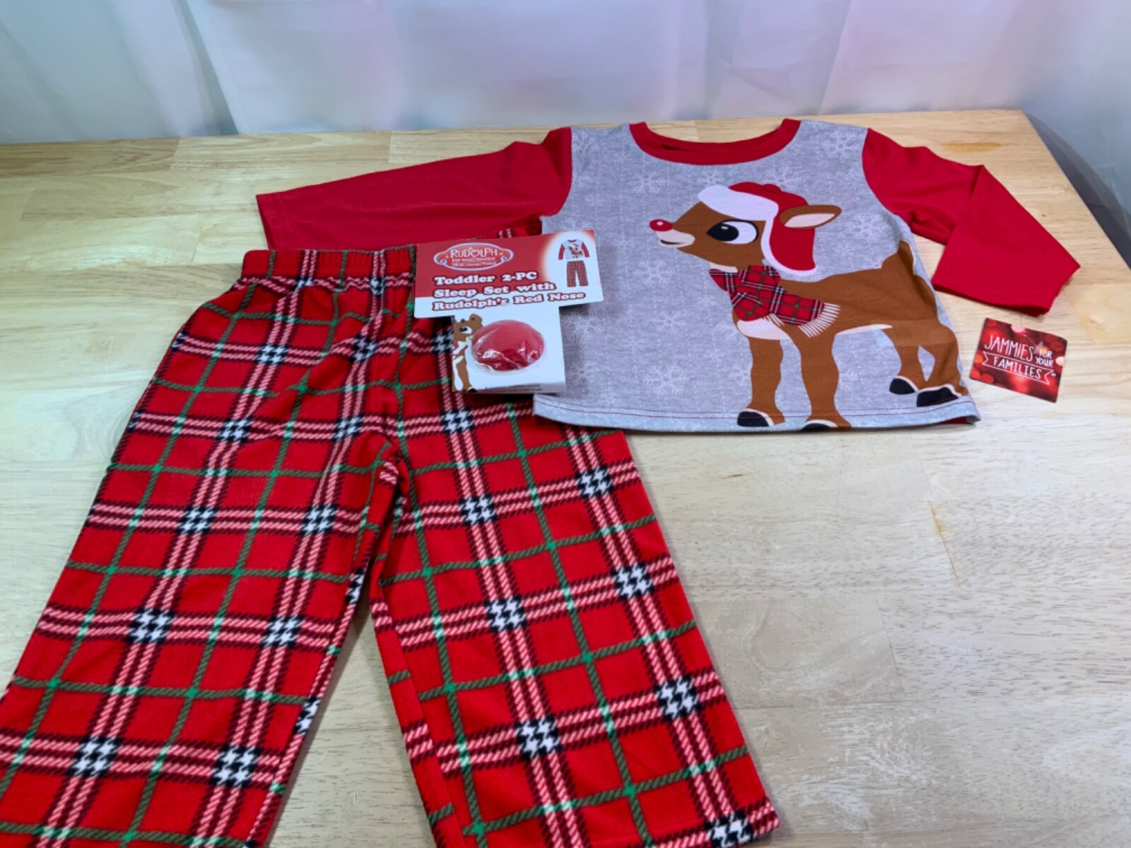 New Toddler/Boy's Rudolph The Red Nose Reindeer PJ Set with Foam Nose ...