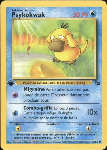 2000 Pokemon FRENCH 1st Edition Fossil Psykokwak-Psyduck 53/62 EX | eBay