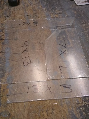 6 Piece .093"Clear Plexiglass, Acrylic, 12x7, 13x9, 17x3, 13x3, 13x11 ...