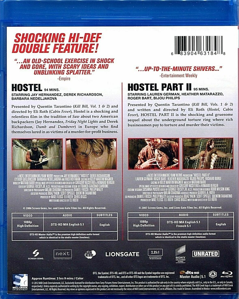 "HOSTEL (2006) / HOSTEL 2 (2007)" Horror Double Feature BLU-RAY + DVD ...