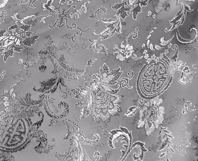 Silver Floral Metallic Brocade Fabric 60” Width Sold By The Yard | eBay