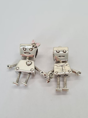 Authentic Pandora Charms Set of 2 Bracelet Charms Bella Bot Rob Bot w ...
