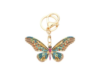 Orange Rhinestone Embellished Metal Butterfly Keychain | eBay