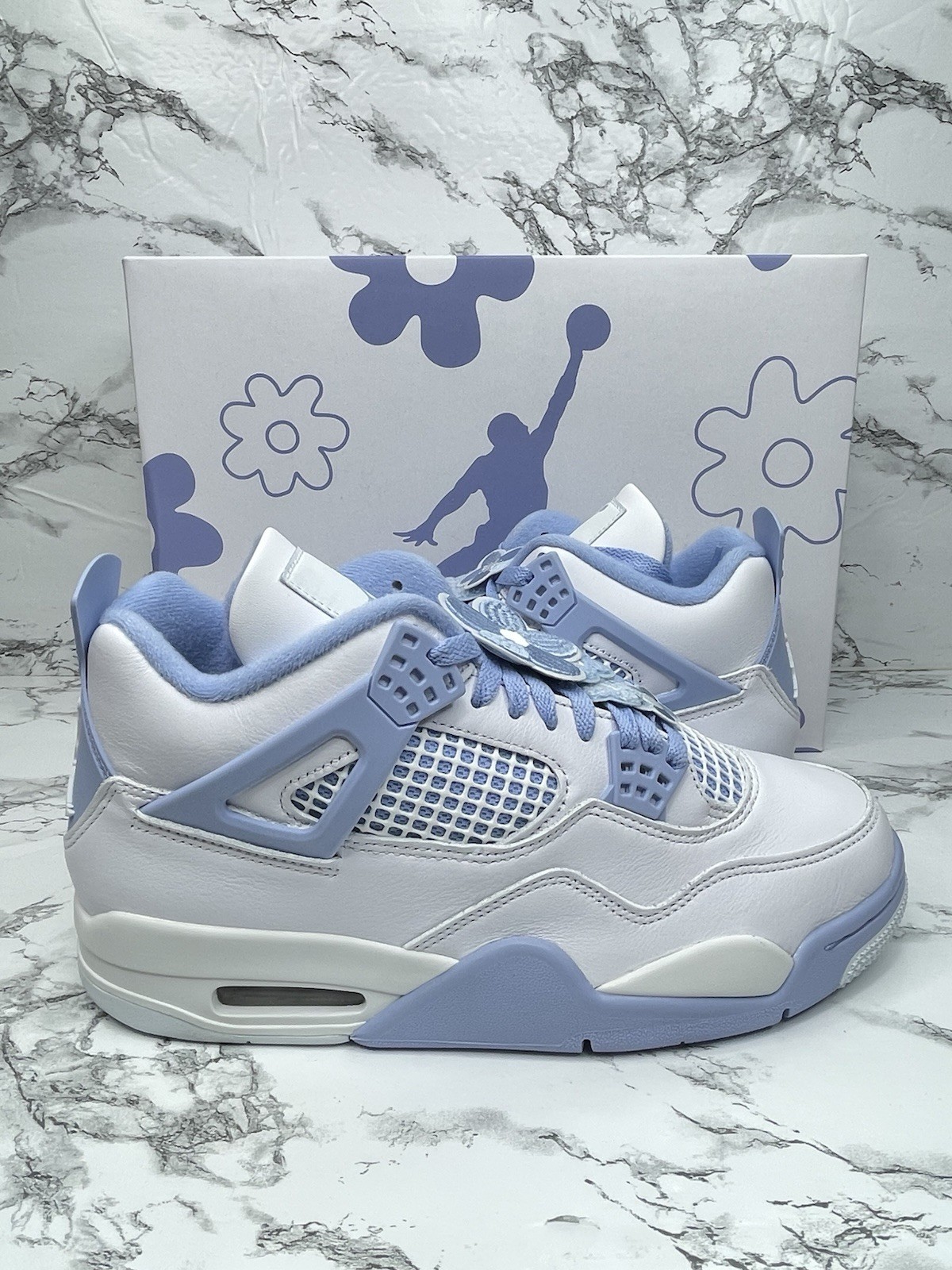 NEW Nike Air Jordan 4 Retro Aluminum “Forget Me Not” Women's Sizes ...