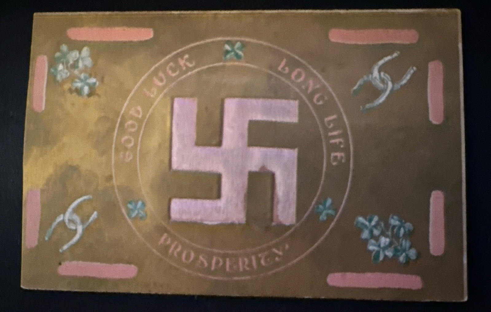 Rare~Good Luck~SILK Swastika ~Long Life~Prosperity~Vintage c. 1908 ...