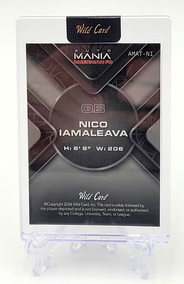 2024 Wild Card Auto Mania Nico Iamaleava Tennessee Volunteers #AMAT-NI ...