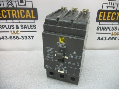 SQUARE D EDB CIRCUIT BREAKER EDB34060 60AMP 480VOLT 3POLE | eBay