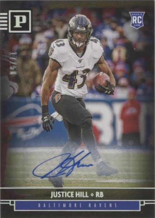 2019 Panini Chronicles - Panini Signatures Justice Hill #P31 Holo ...