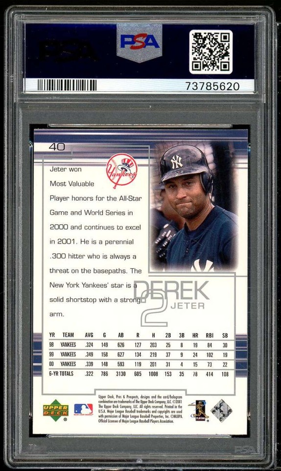 Derek Jeter Card 2001 UD Pros Prospects #40 PSA 10 | eBay